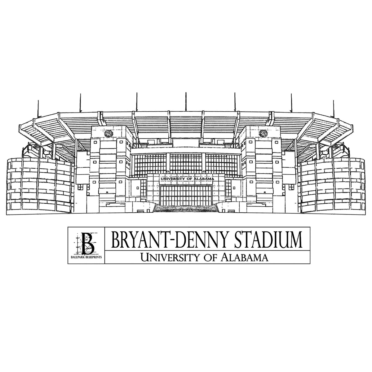 Bryant-Denny Stadium - Ballpark Blueprints® – Leather Head Sports