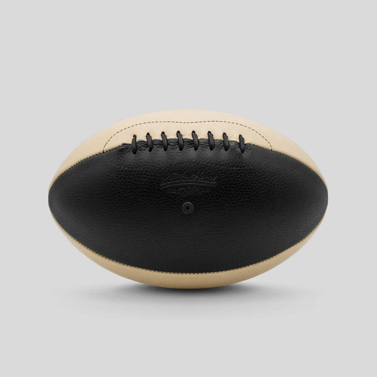 Black & Cream Rugby Ball – Leather Head Sports