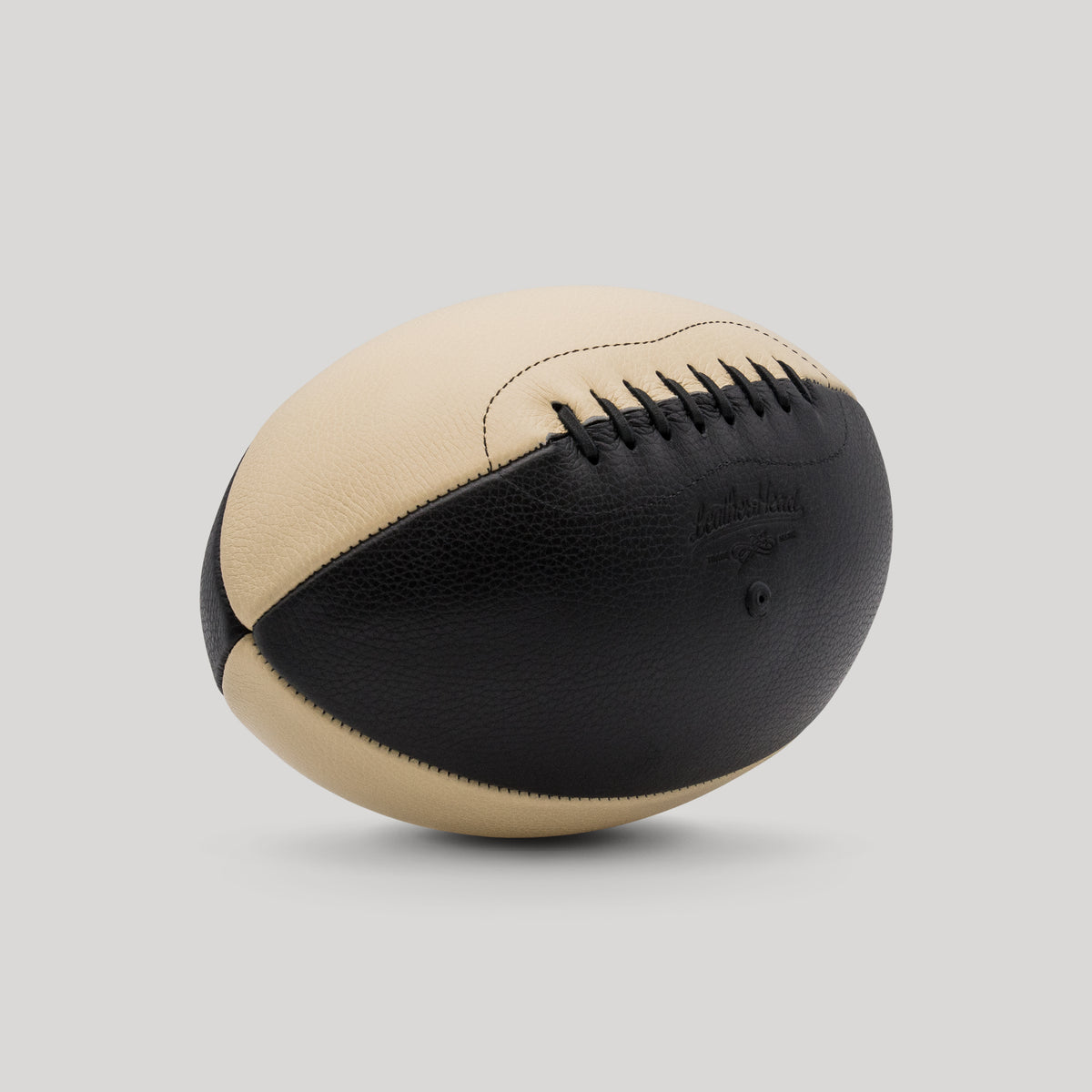 Black & Cream Rugby Ball – Leather Head Sports